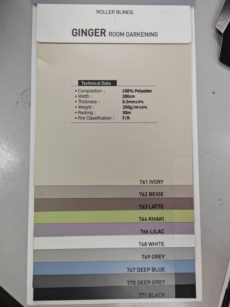 90% Blackout Roller Blinds - Ginger Series | Malaysia Supply & Install